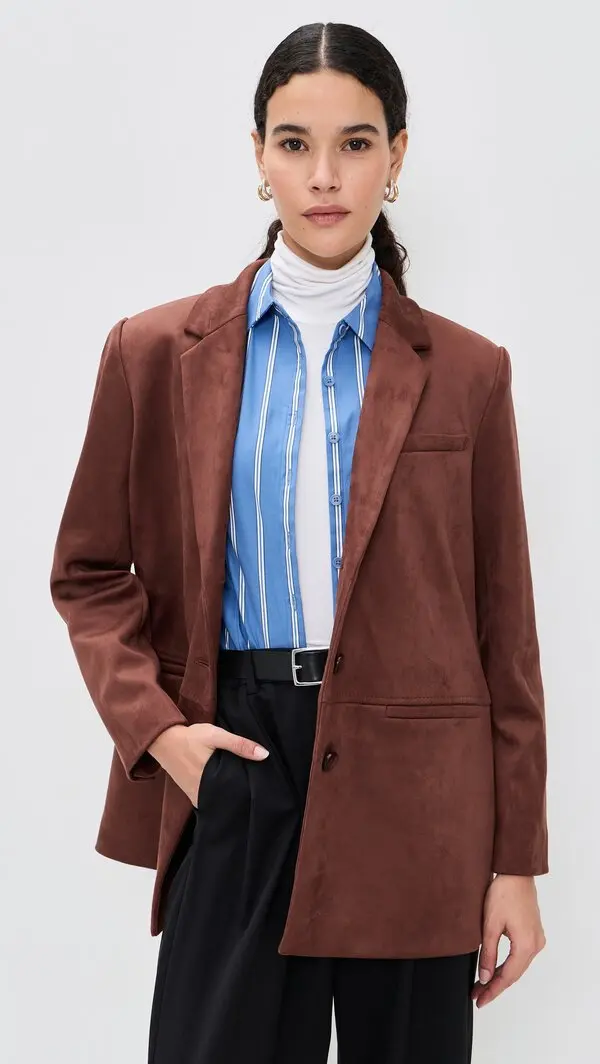 LE BOP Blair Faux Suede Blazer - Cappuccino