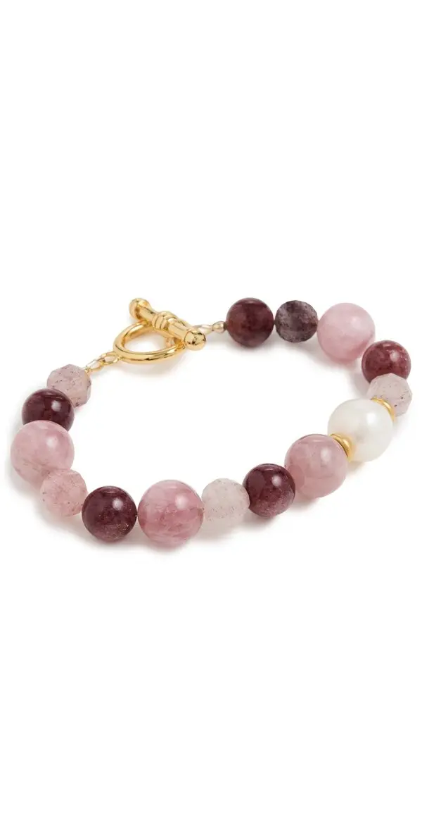 Brinker & Eliza Sugarplum Beaded Bracelet - Strawberry Quartz Multi