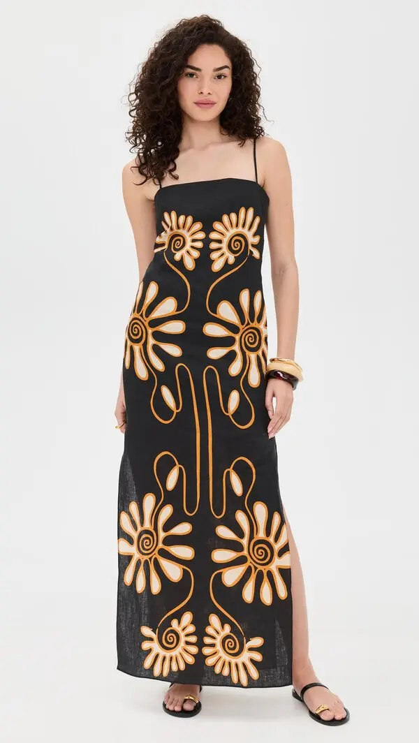 Cala De La Cruz Samantha Floral Linen Midi Dress - Namurbw - 30% Off |  Editorialist