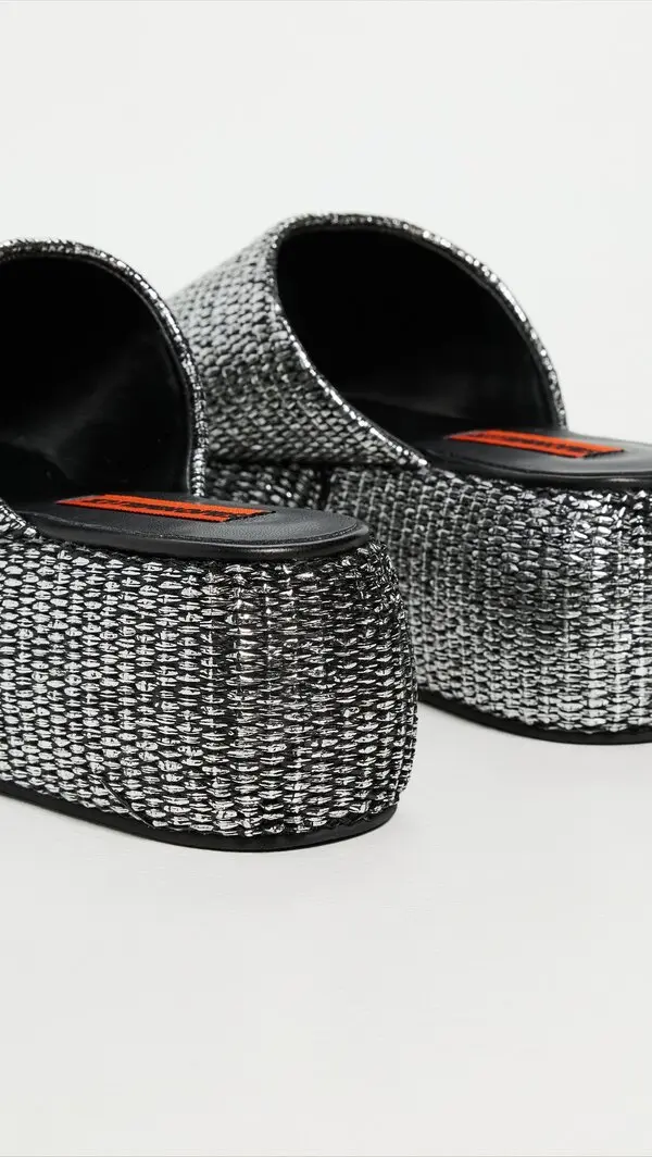 SIMONMILLER Metallic Raffia Cloudy Platform Sandals - Black/silver
