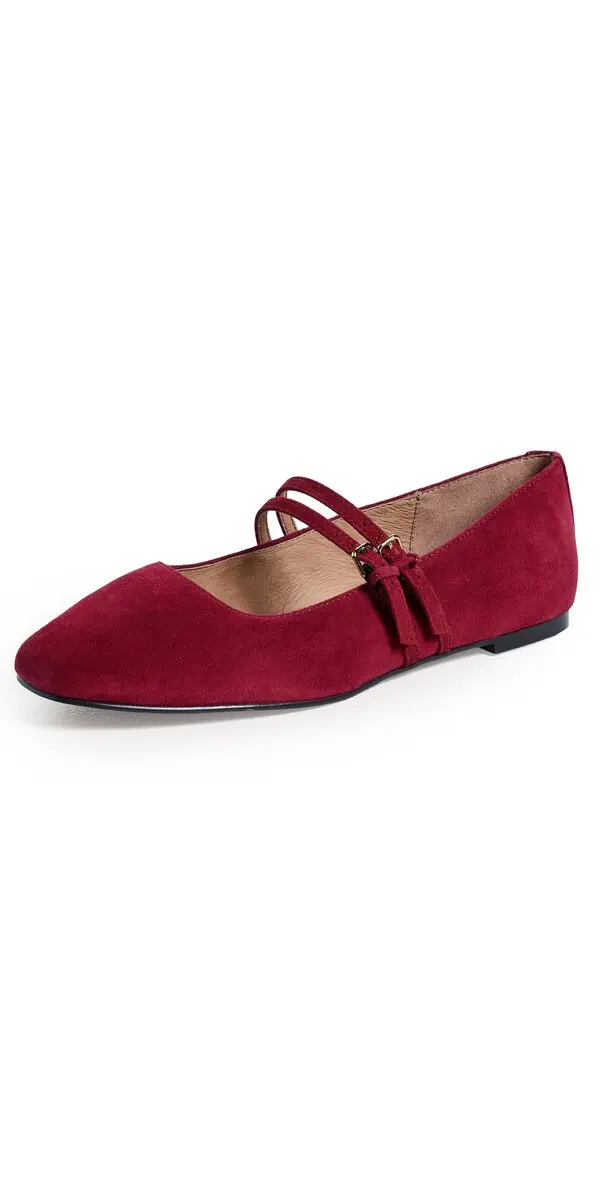 Madewell Greta Two-strap Suede Flats
