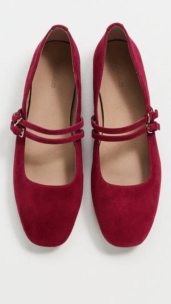 Madewell Greta Two-strap Suede Flats