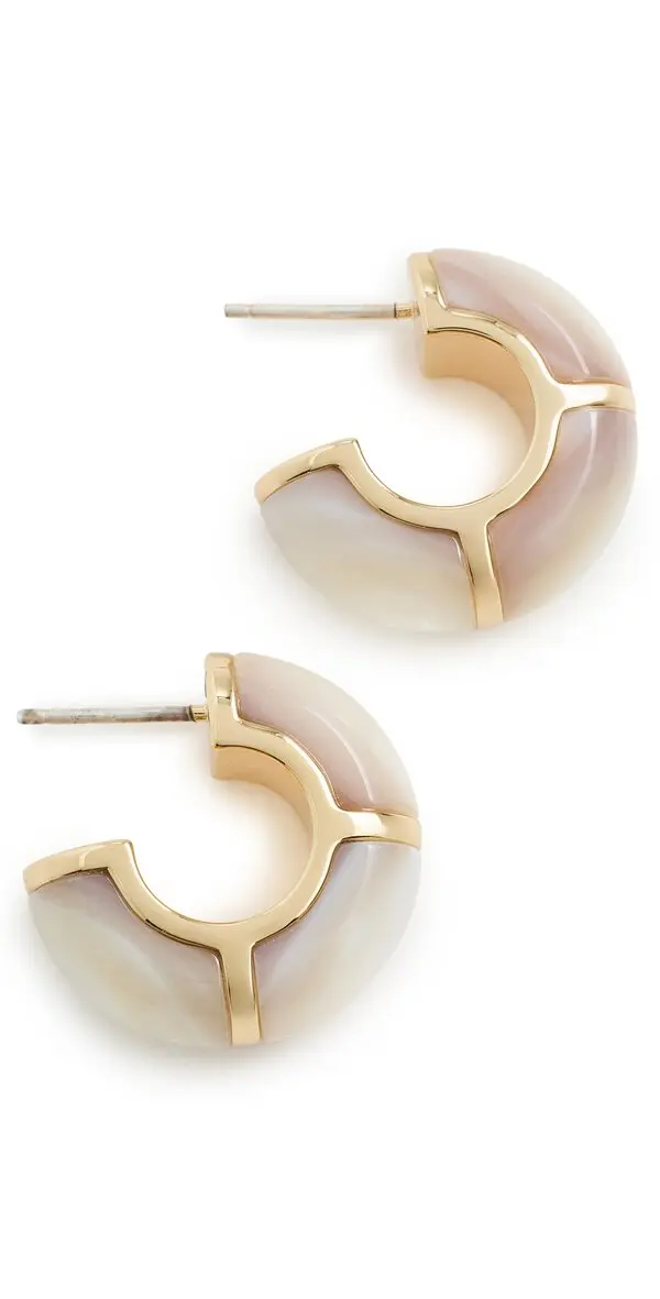 LIZZIE FORTUNATO Zellige Mother-of-pearl Hoop Earrings - White