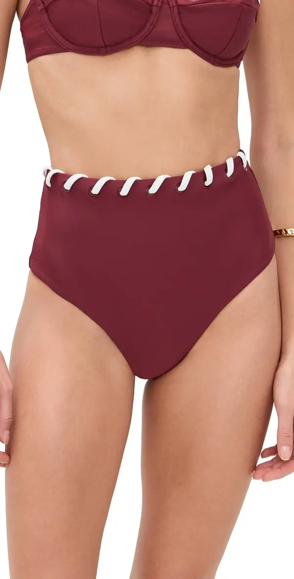 Simkhai Milou High-waisted Bikini Bottoms - Oxblood Multi