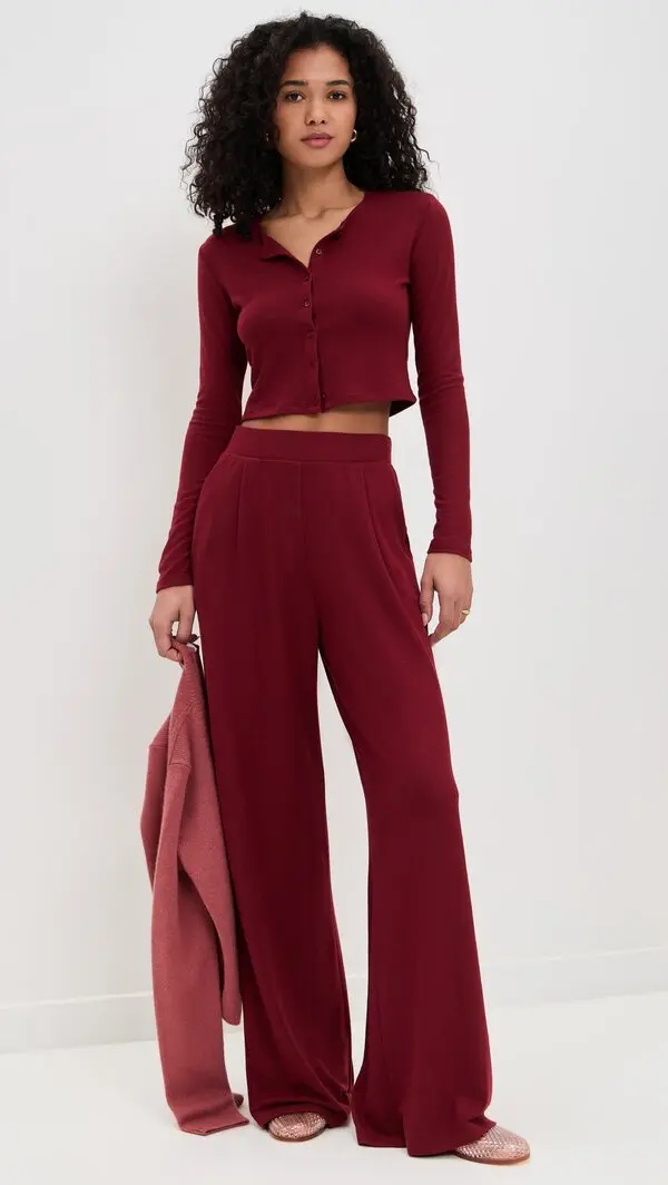 LESET Lauren Pleated Pocket Pants - Pinot