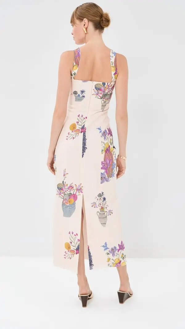 ISLA & WHITE Floral Vase Printed Maxi Dress