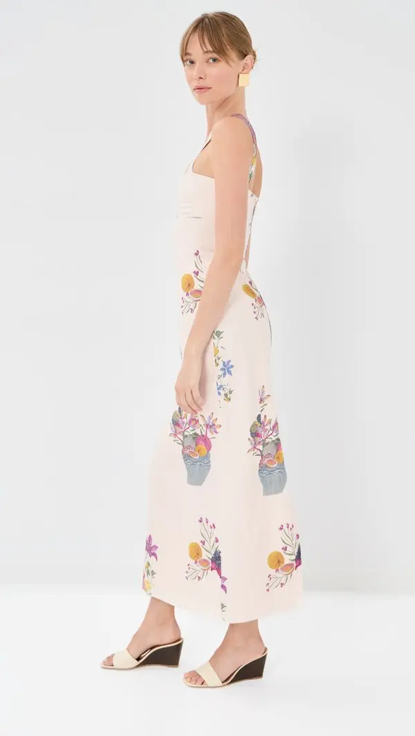 ISLA & WHITE Floral Vase Printed Maxi Dress