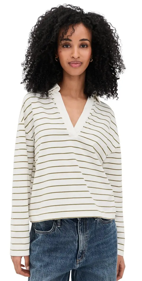 Vince Striped Long-sleeve Polo