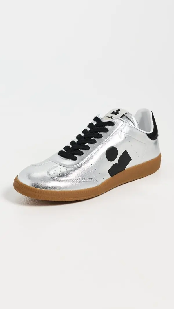 Isabel Marant Étoile Kaycee Metallic Lace-up Sneakers - Silver/black