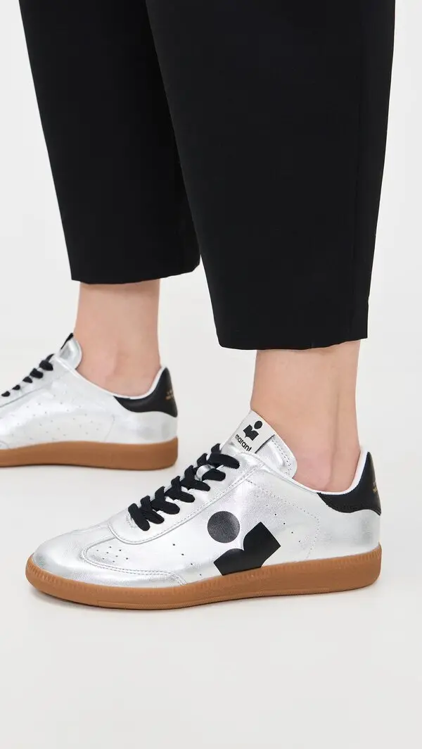 Isabel Marant Étoile Kaycee Metallic Lace-up Sneakers - Silver/black