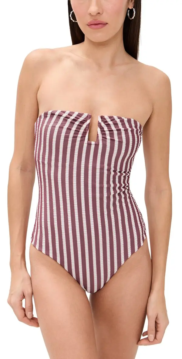 Simkhai Ottilie Strapless One Piece - Oxblood Stripe