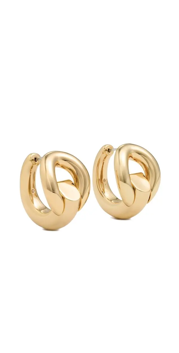 Tory Burch Pierced Hoop Earrings - Light Brass