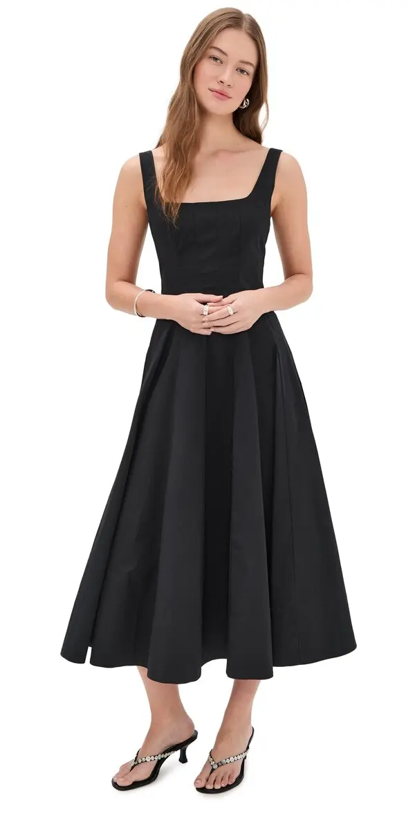 Staud Wells Midi Dress - Black