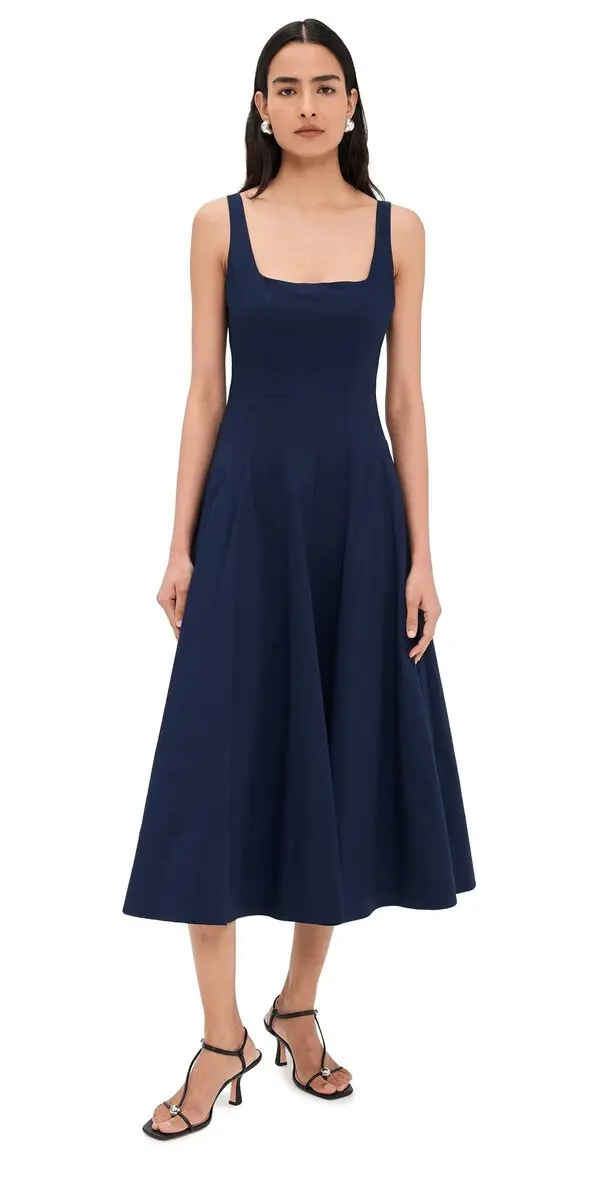 Staud Wells Midi Dress - Navy