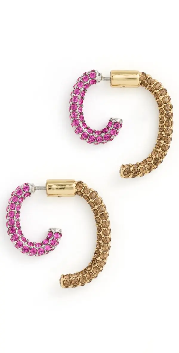 Demarson Luna Pave Mini Earrings - Fuchsia/smoked Topaz