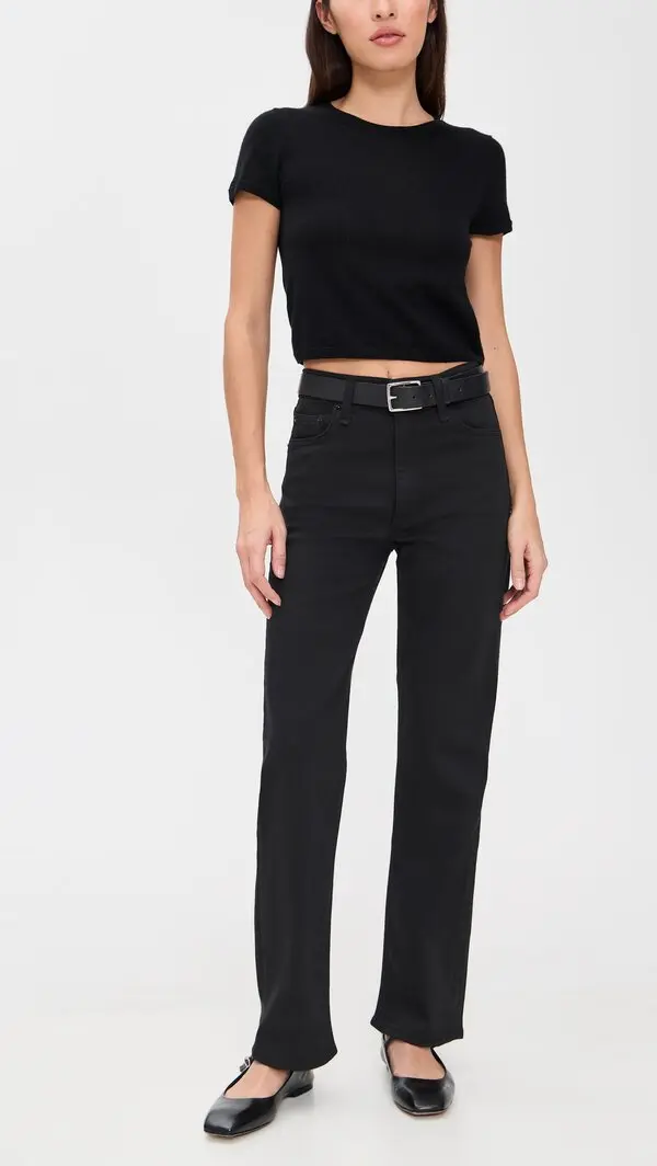 Rag & Bone Flexi Harlow Mid-rise Ankle Straight Jeans - Black