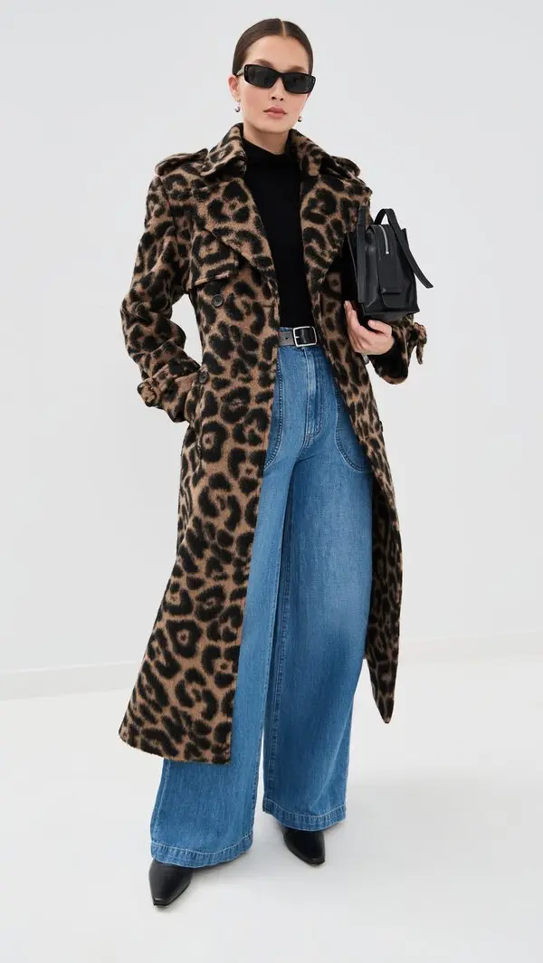 Simkhai Rumi Belted Long Coat - Leopard