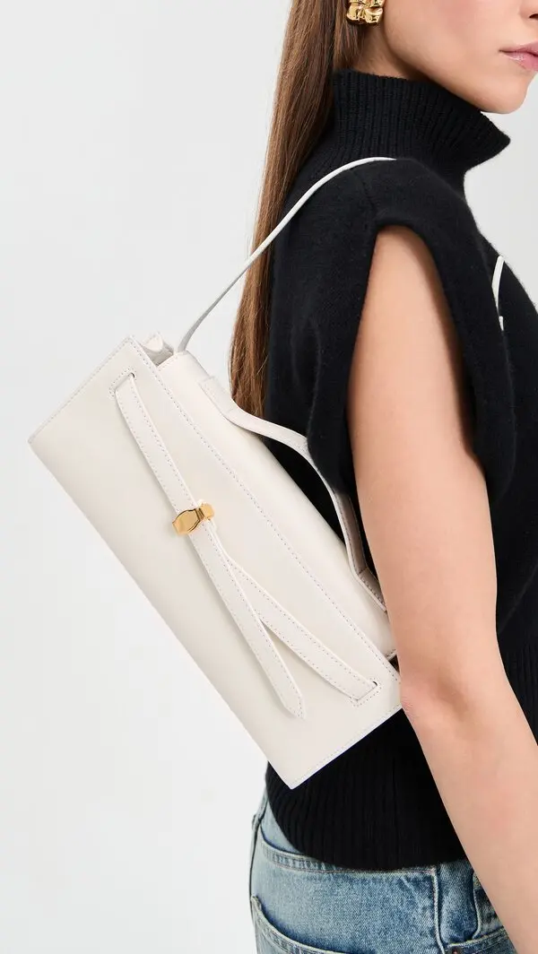 Veronica Beard Fold-over Leather Clutch - Off White
