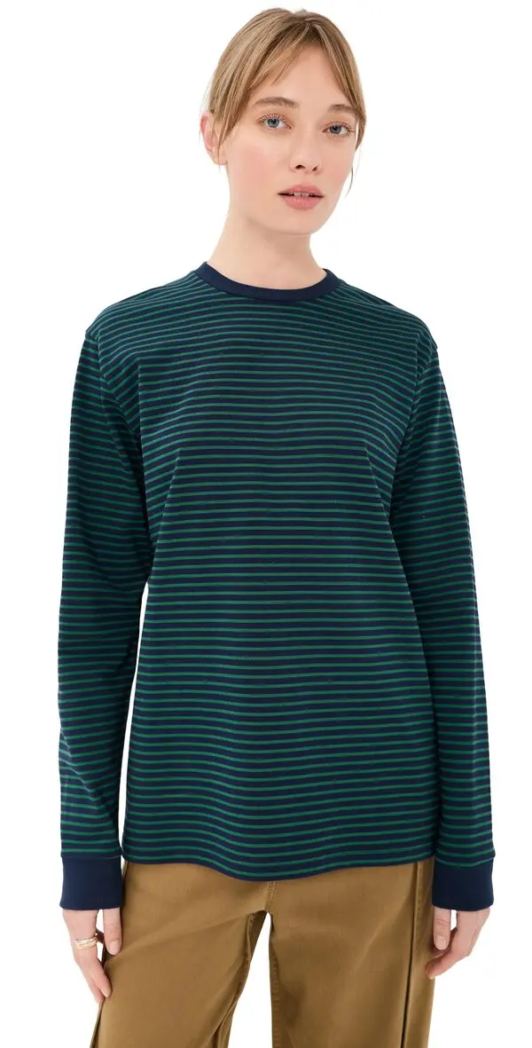 Tibi Striped Perfect Long Sleeve T-shirt