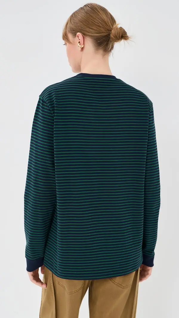 Tibi Striped Perfect Long Sleeve T-shirt
