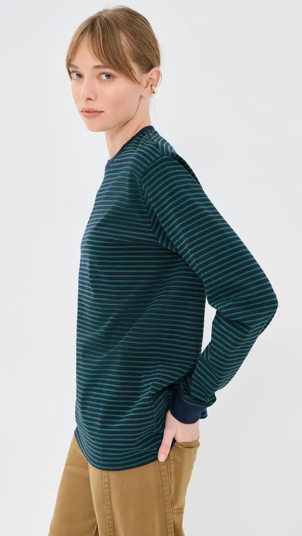 Tibi Striped Perfect Long Sleeve T-shirt