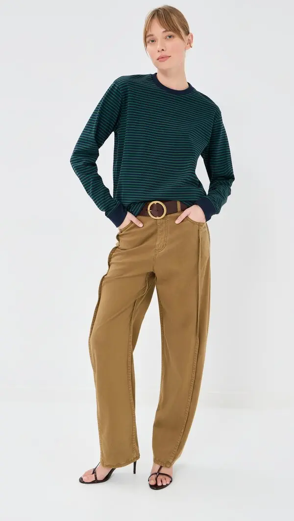 Tibi Striped Perfect Long Sleeve T-shirt