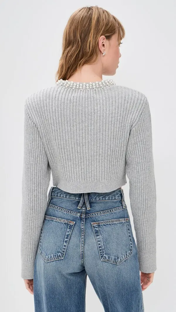 LE BOP Clara Pullover With Pearl Trim - Heather Grey