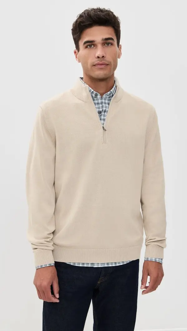 RHONE Commuter 1/4 Zip Sweater - Bone