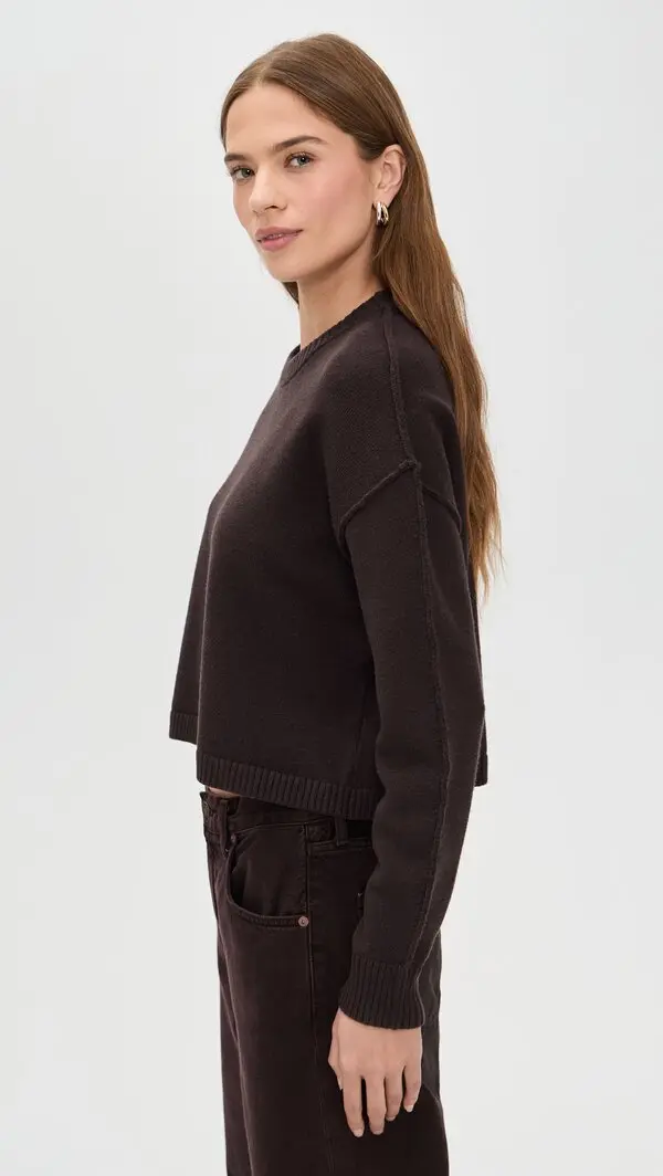 Good American Cozy Knit Crew Neck Sweatshirt