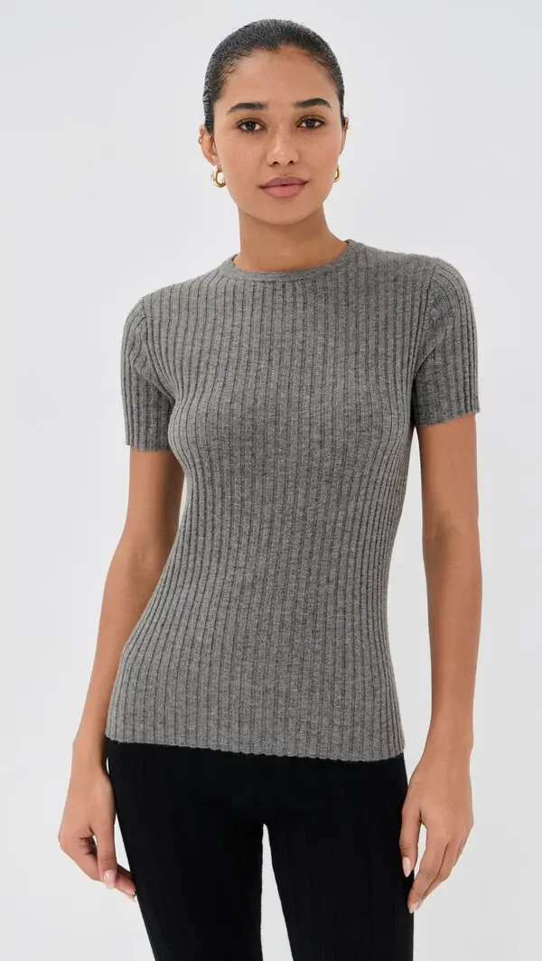 THE ELDER STATESMAN Cashmere Ribbed Knit Tee