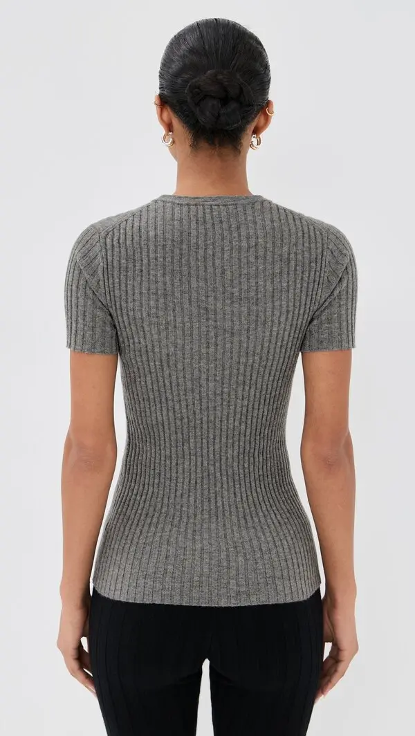 THE ELDER STATESMAN Cashmere Ribbed Knit Tee