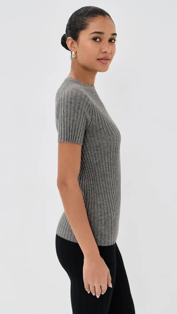 THE ELDER STATESMAN Cashmere Ribbed Knit Tee