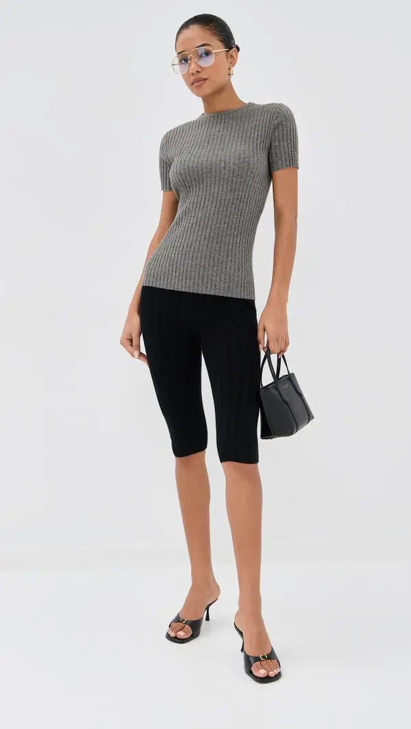 THE ELDER STATESMAN Cashmere Ribbed Knit Tee