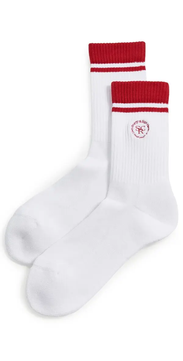 SPORTY & RICH Srhwc Socks - White/ruby