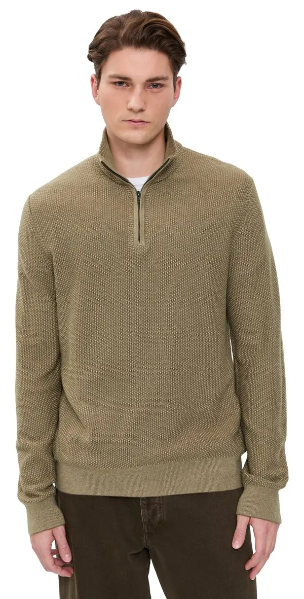 Vince Geo Jacquard Quarter Zip Sweater - Teton/river Sand