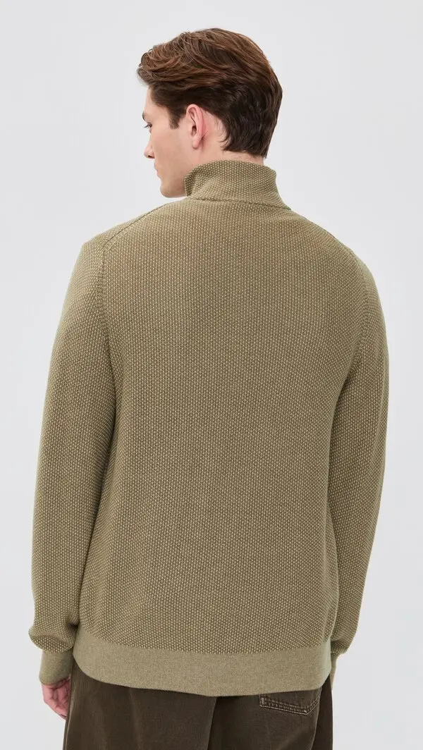 Vince Geo Jacquard Quarter Zip Sweater - Teton/river Sand