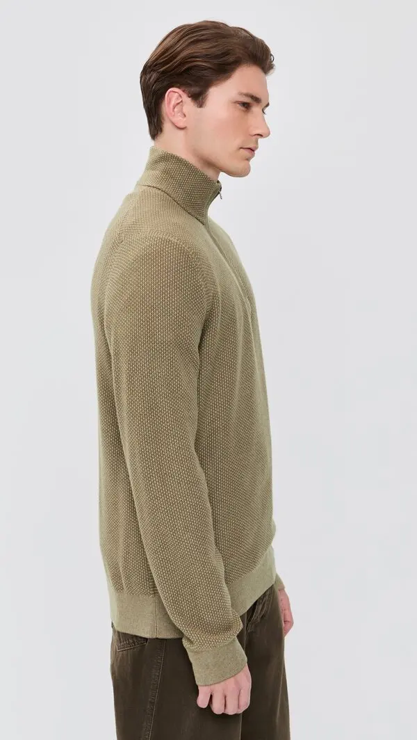Vince Geo Jacquard Quarter Zip Sweater - Teton/river Sand