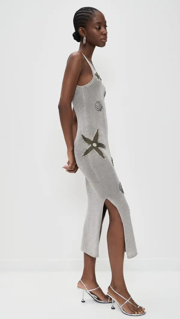 LESLIE AMON Roselle Embellished Midi Dress