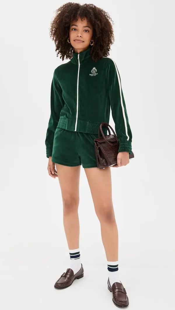 SPORTY & RICH Crown Tennis Velour Shorts