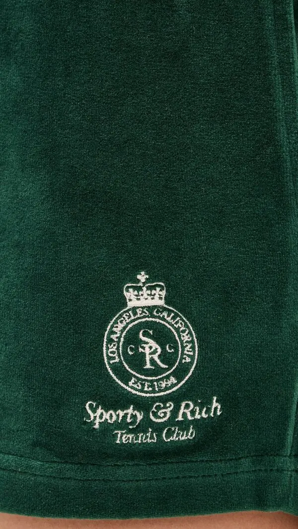 SPORTY & RICH Crown Tennis Velour Shorts