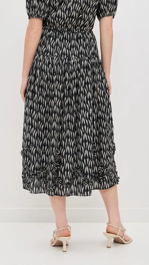 Ulla Johnson Alexandra Ruffled Midi Skirt - Graphite