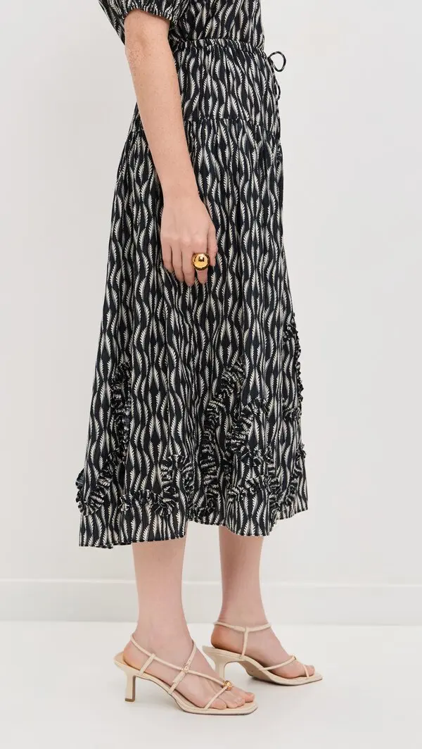 Ulla Johnson Alexandra Ruffled Midi Skirt - Graphite