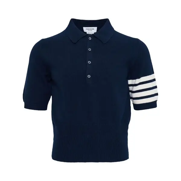 Thom Browne Wool Classic Fit Short-sleeve Polo - Blue