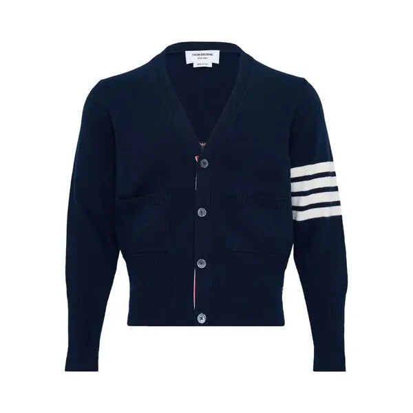 Thom Browne Wool Classic Fit V-neck Cardigan