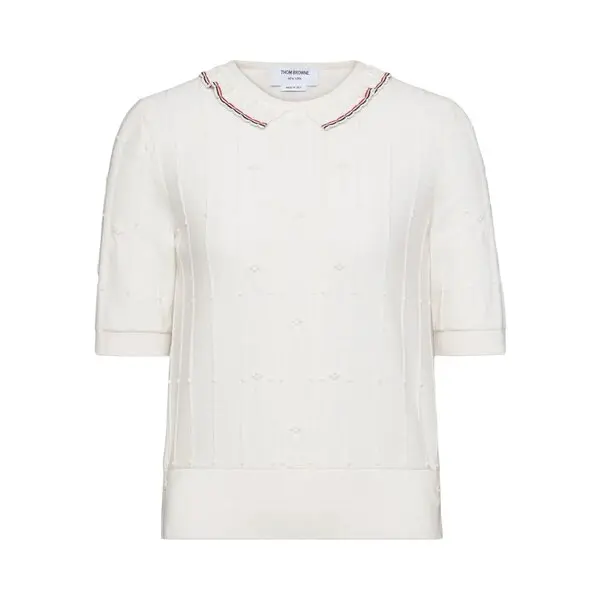 Thom Browne Wool T-shirt With Lace Trim