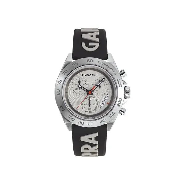 FERRAGAMO Urban Chrono Silicone Watch - Silver