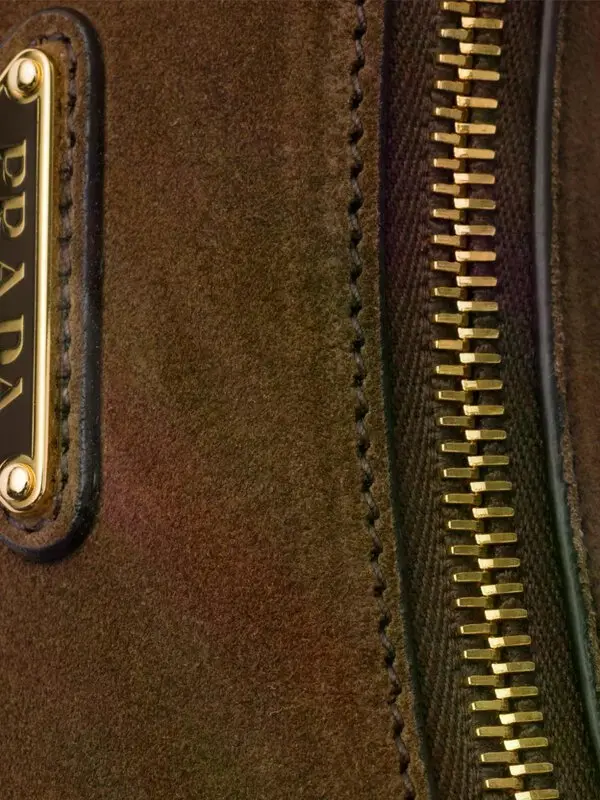Prada Mini Arqué Suede Shoulder Bag - Brown