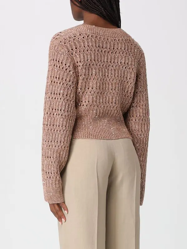 Brunello Cucinelli V-neck Sequined Knit Sweater