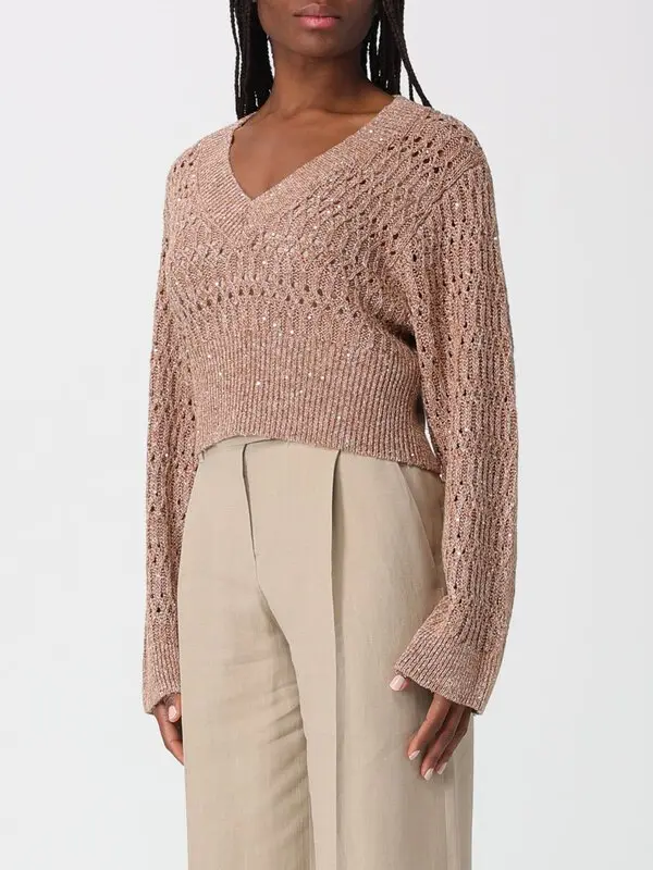 Brunello Cucinelli V-neck Sequined Knit Sweater