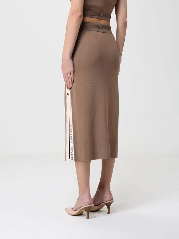Elisabetta Franchi Midi Skirt With Gold Button Detail